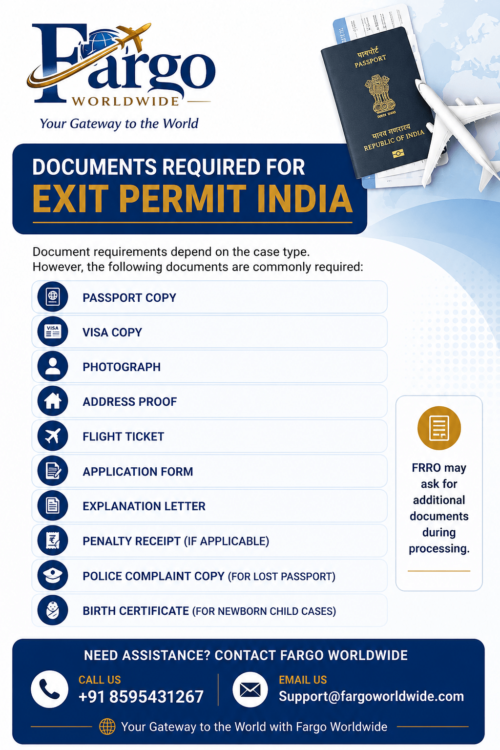 Exit Permit | Exit Permit India | FRRO Exit Permit | Fargoworldwide